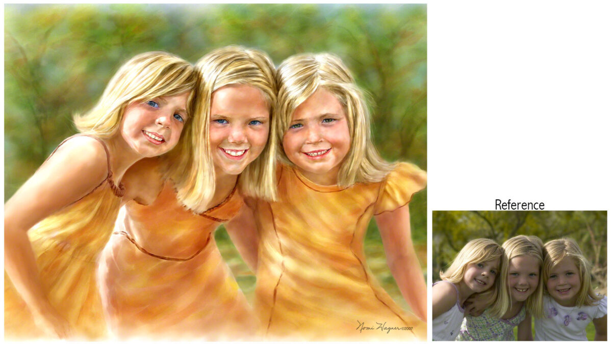 Portrait Painting of 3 Sisters | Nomi Wagner, Portrait Artist